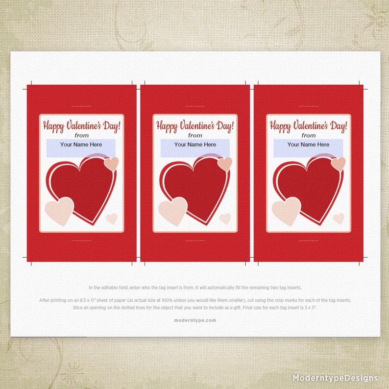 Valentine's Day Glow Stick Pencil Tag Insert Printable, Party Favor ...