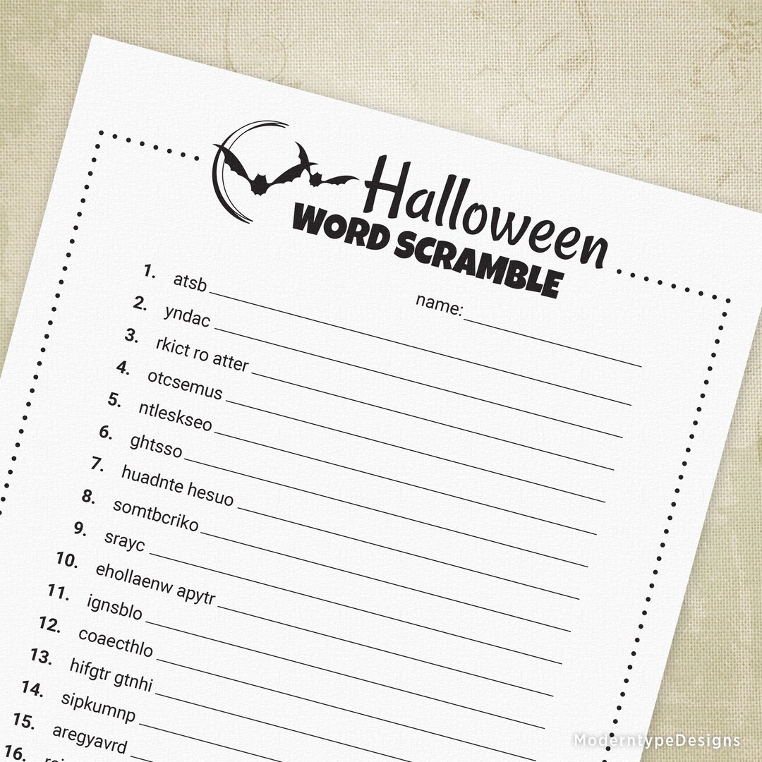 Halloween Word Scramble Game Printable, Digital Download, Word Contest ...