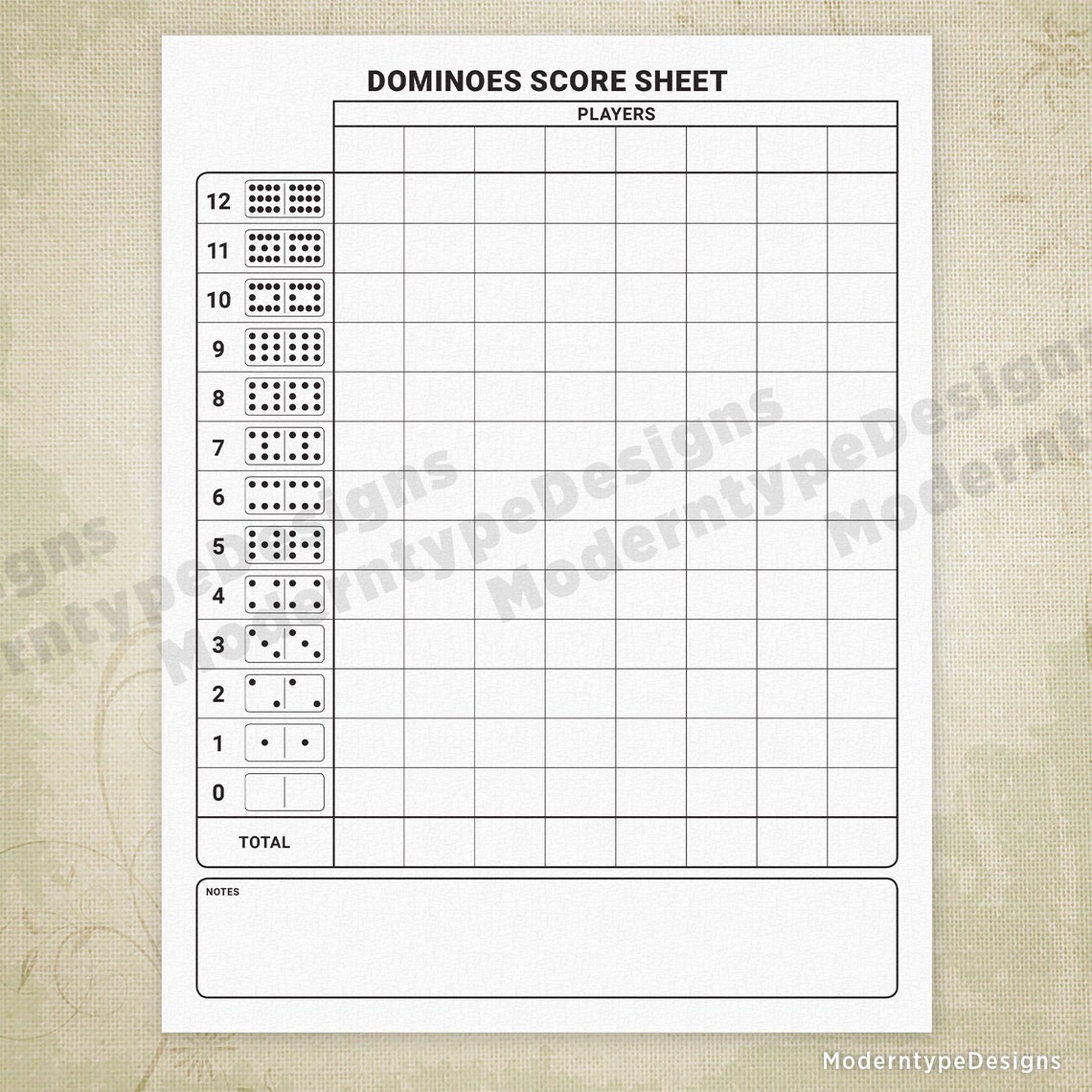 Dominoes Game Score Sheets, Printable, Tiles Contest, Block and Draw ...