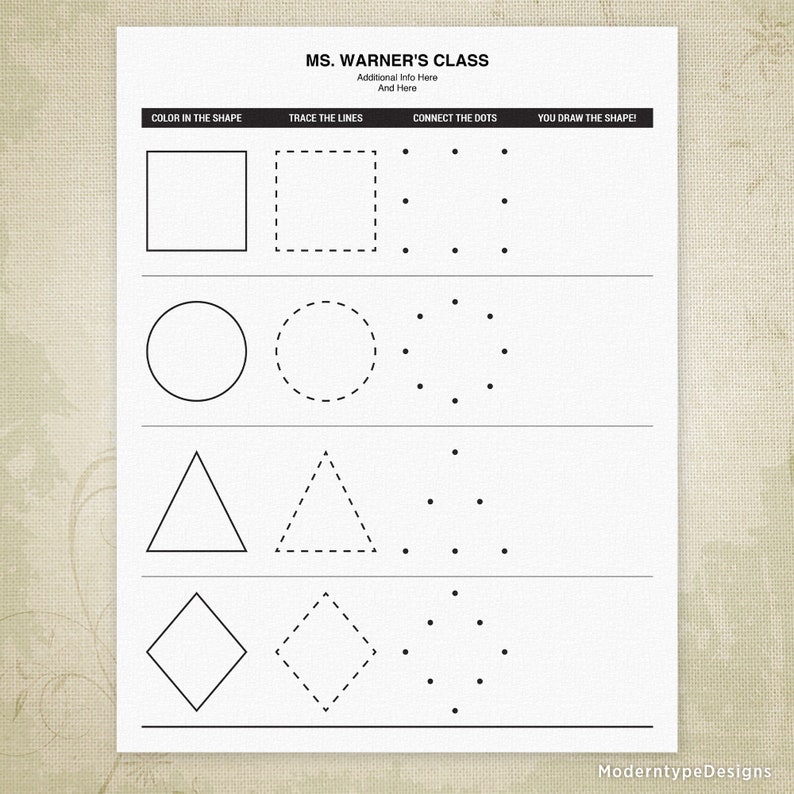 Shape Coloring & Drawing Printable Tracing Worksheet for - Etsy