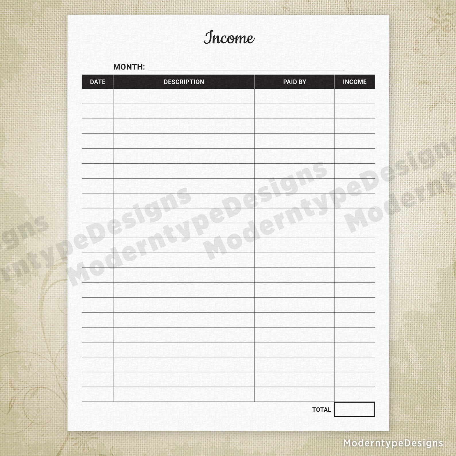 Income Tracker Printable, Financial Earnings Tracker, Organize Bills ...