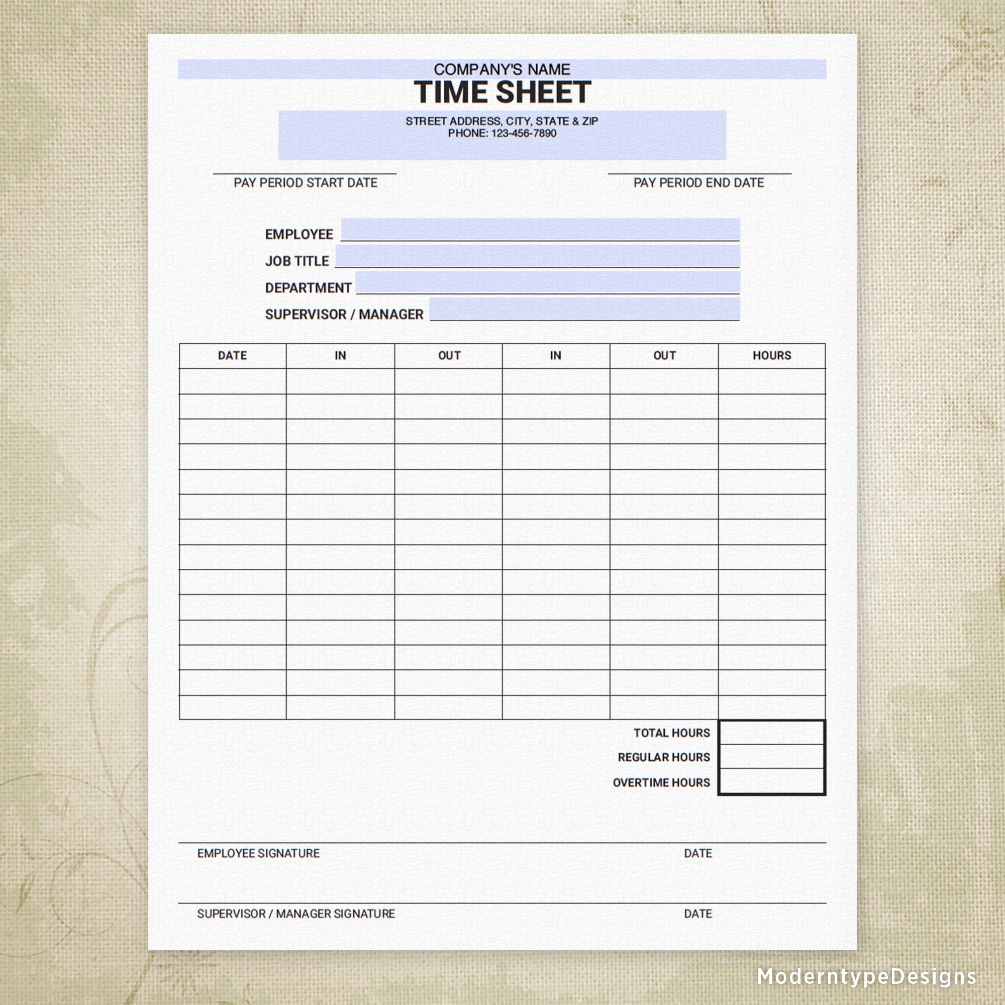 Modulo stampabile del foglio presenze dei dipendenti foglio - Etsy Italia