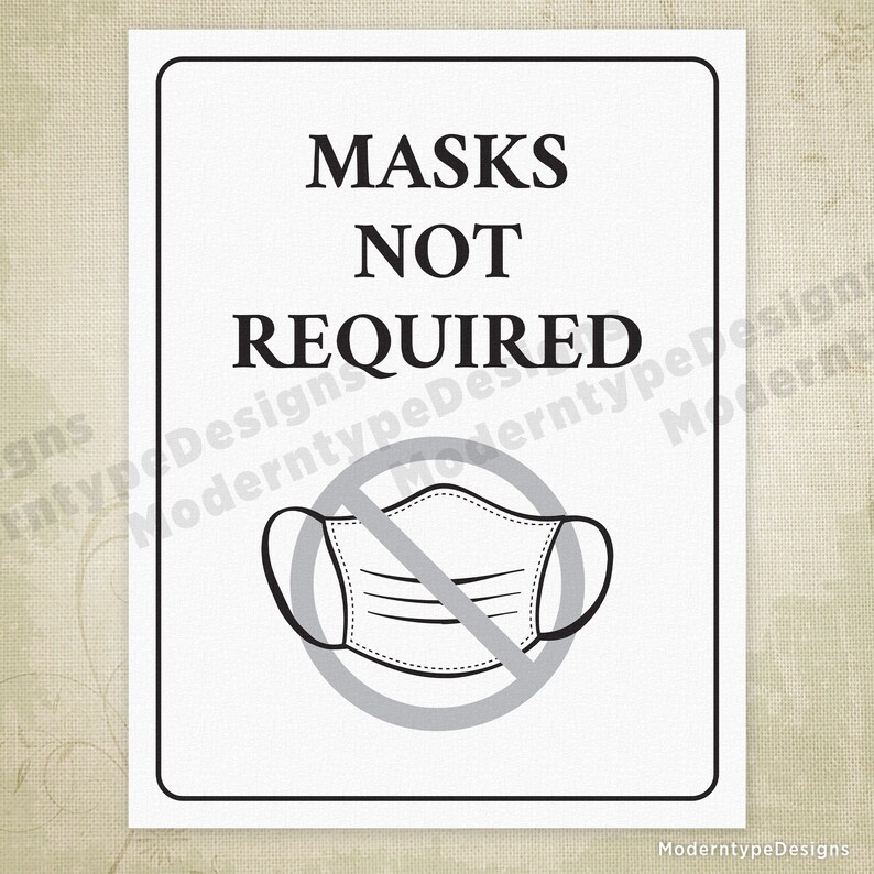 Masks NOT Required Printable Sign, Business Window Poster, Social ...