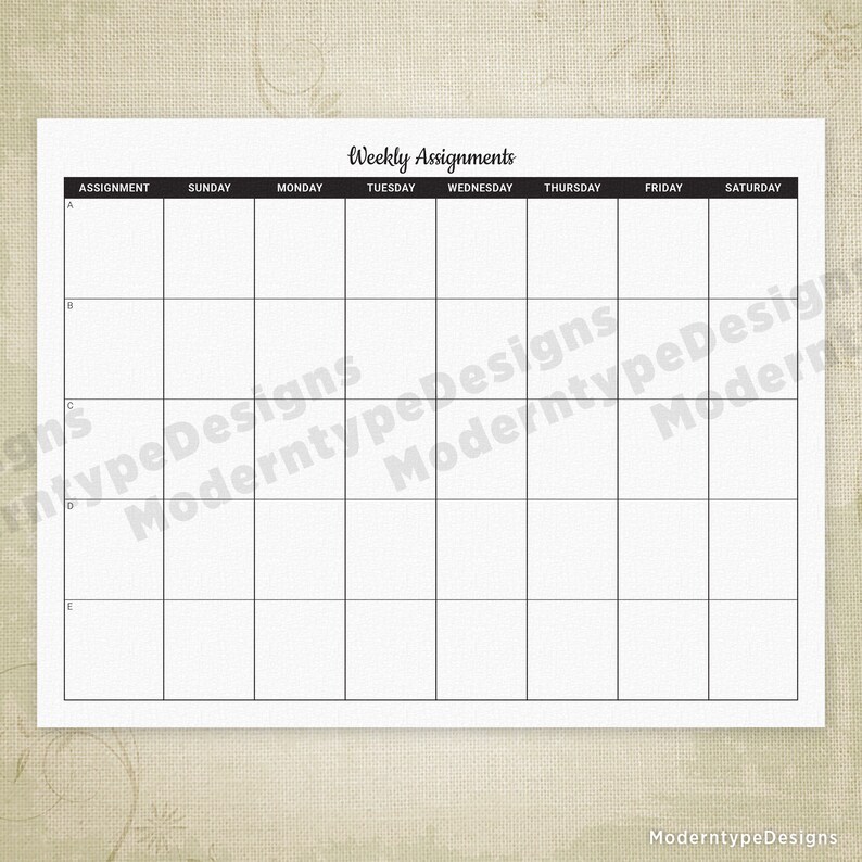 Weekly Planner Printable, Daily Assignments & Projects Sheet, To-do ...