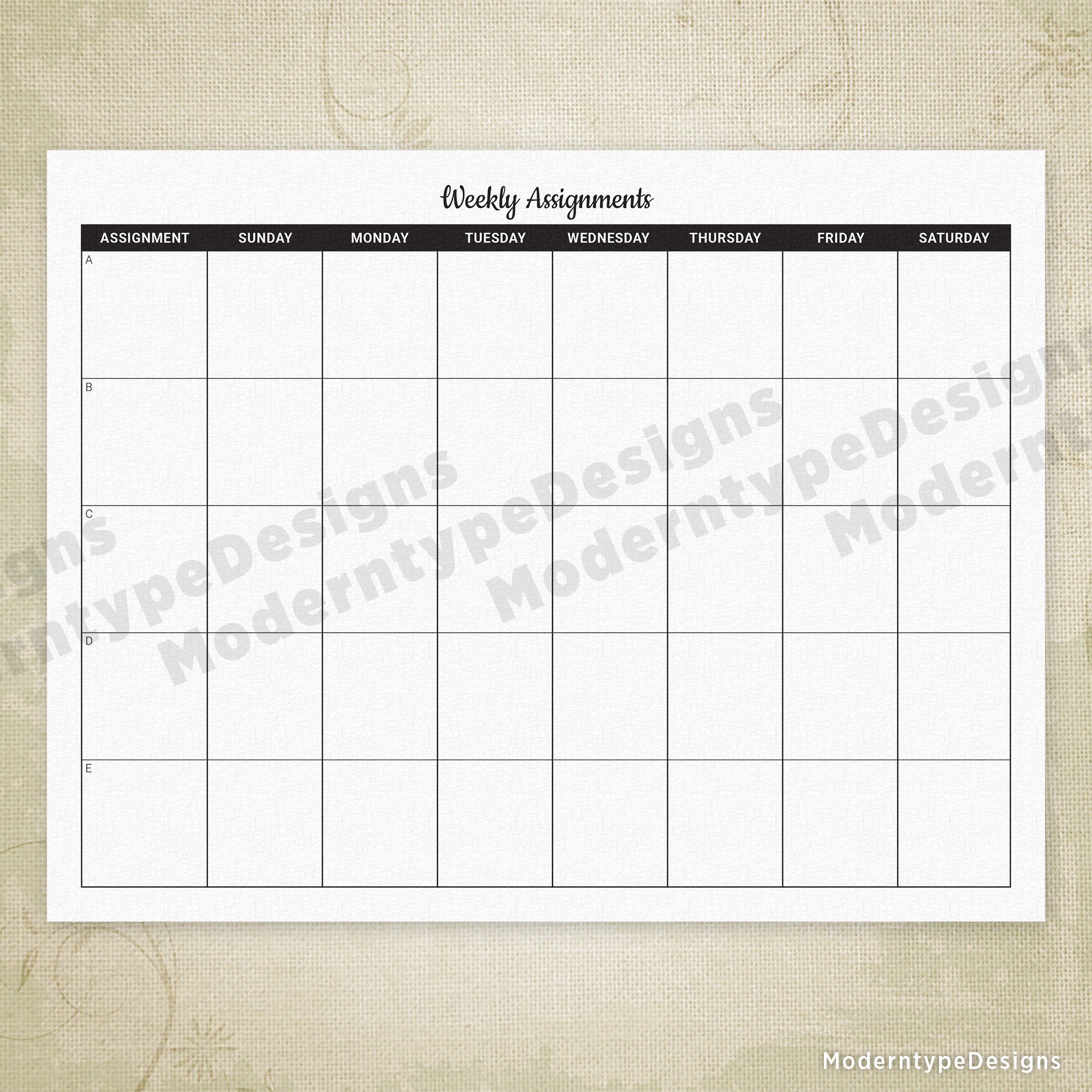 Weekly Planner Printable, Daily Assignments & Projects Sheet, To-do ...
