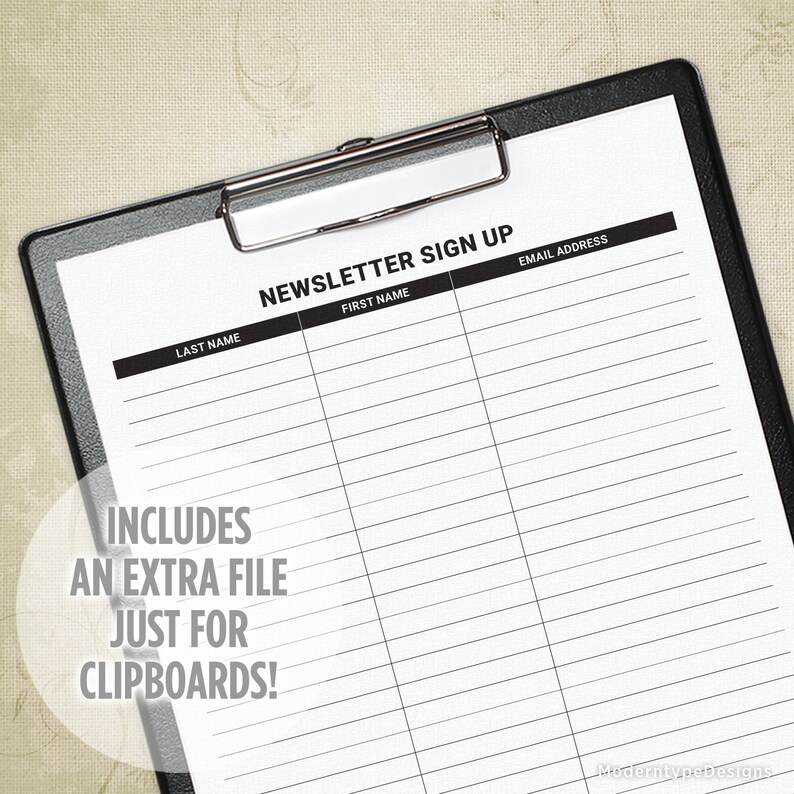 Newsletter Sign up Printable Form, Email List Sheet, Customer Signup ...