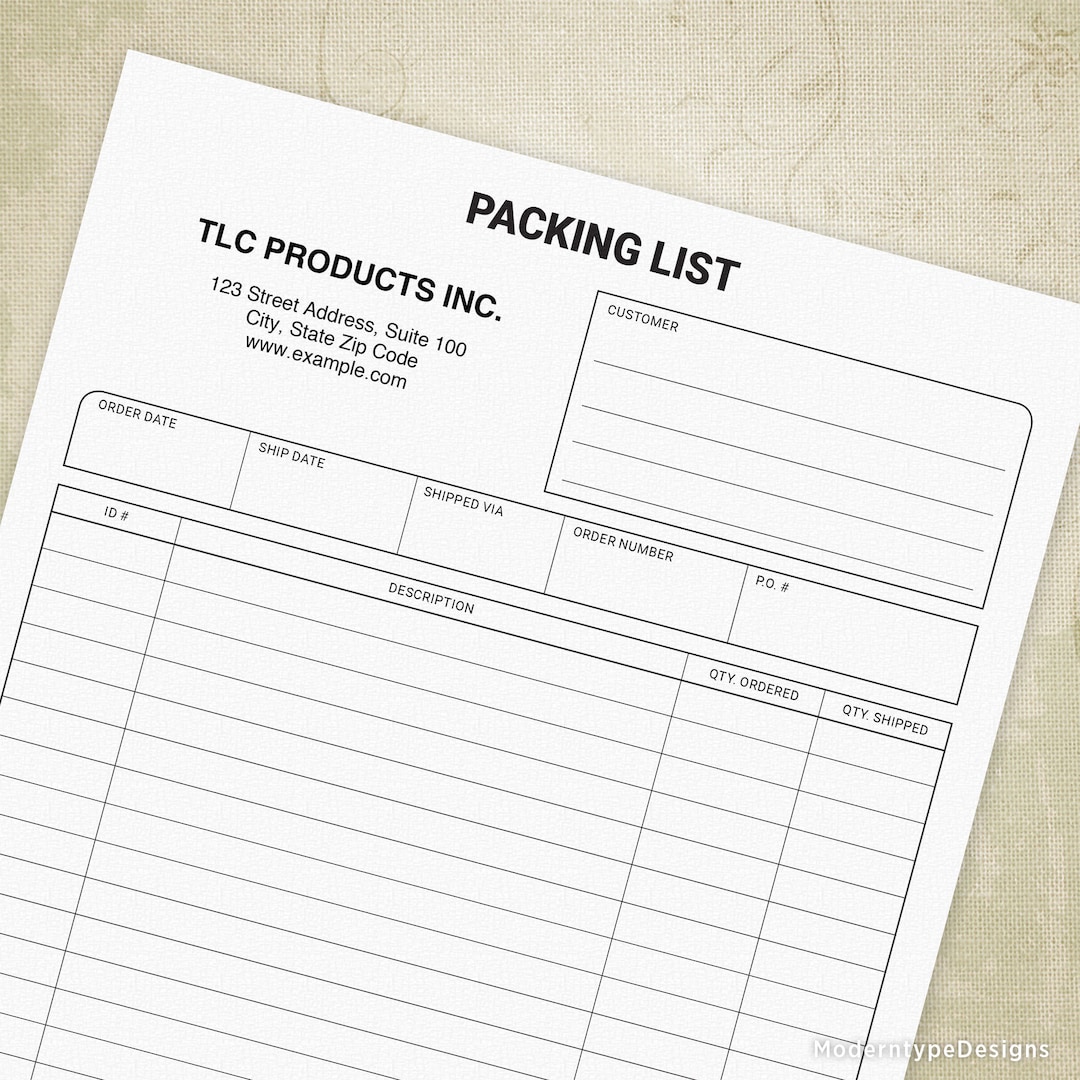 Packing List Printable Form, Professional Slip, Delivery, Shipping ...