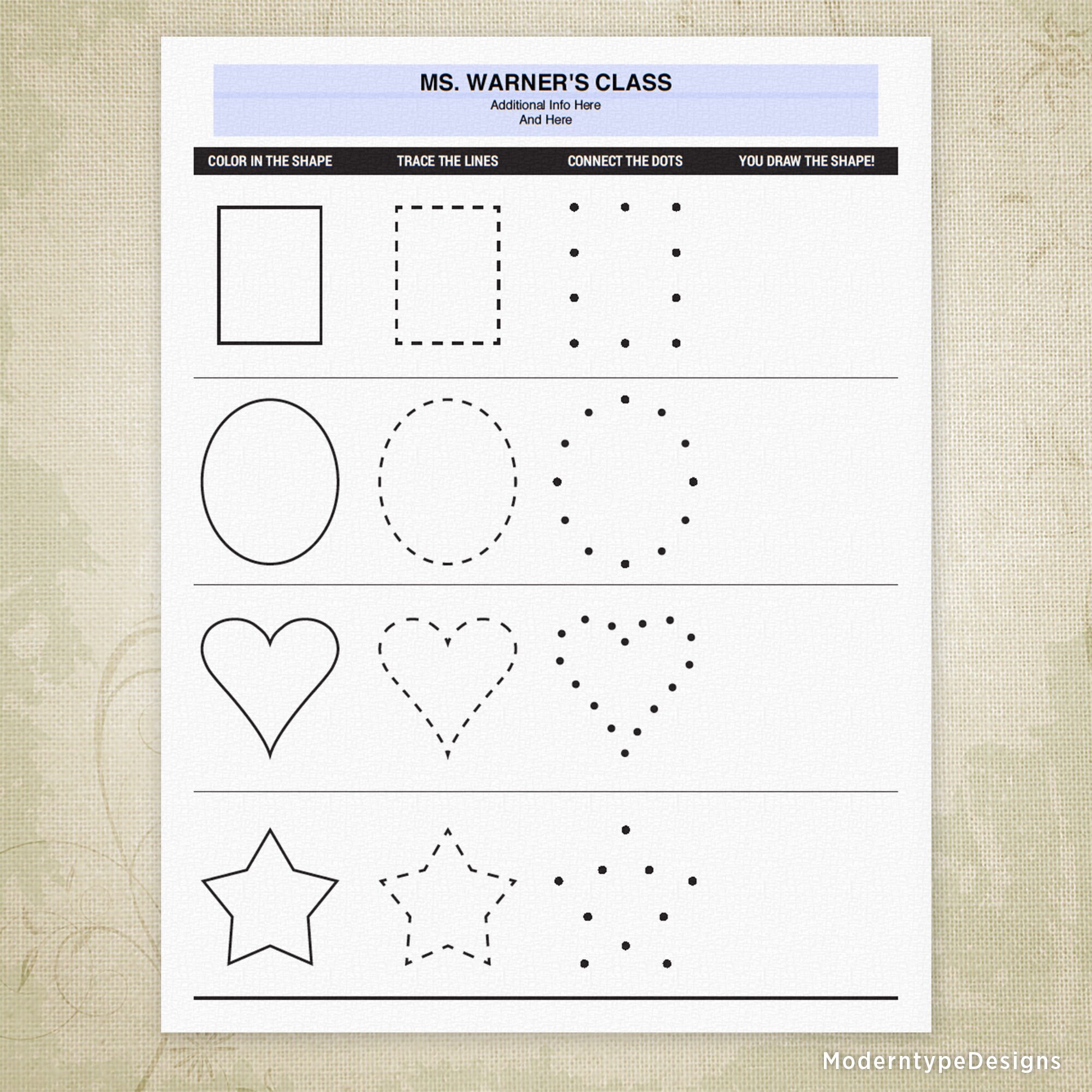 Shape Coloring & Drawing Printable, Tracing Worksheet for Teachers ...