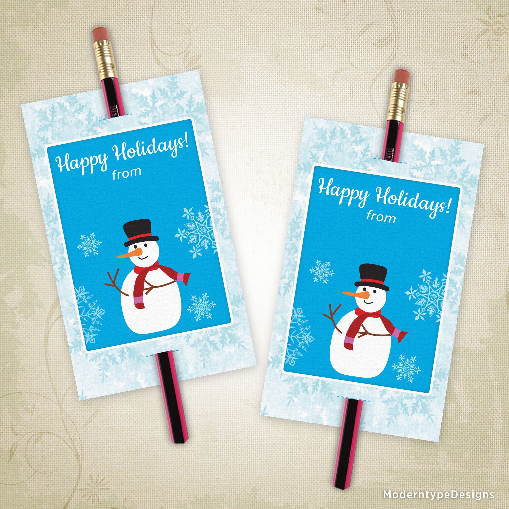 Holiday Pencil Insert Printable, Snowman Party Favor, Glow Stick Tag ...