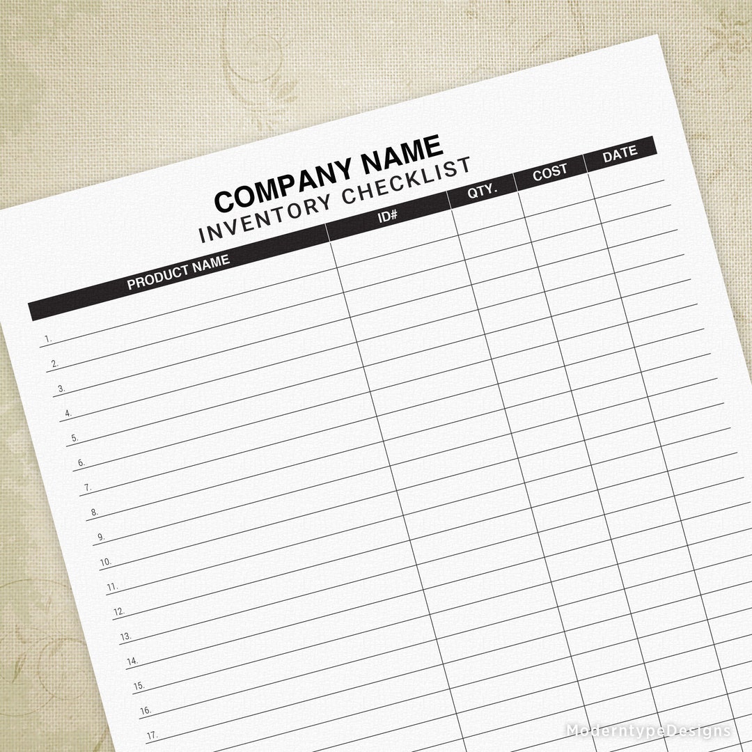 Custom Inventory Checklist Tracker Printable Form, Easy List, Out of ...
