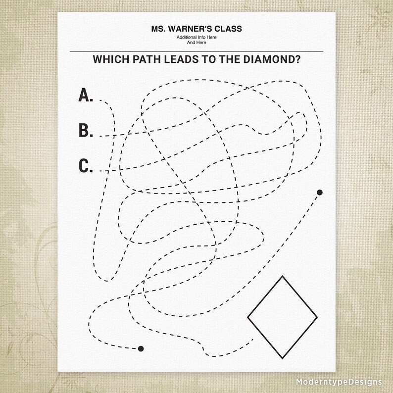 Find the Path to the Shape Printable Teacher Find It Puzzle - Etsy