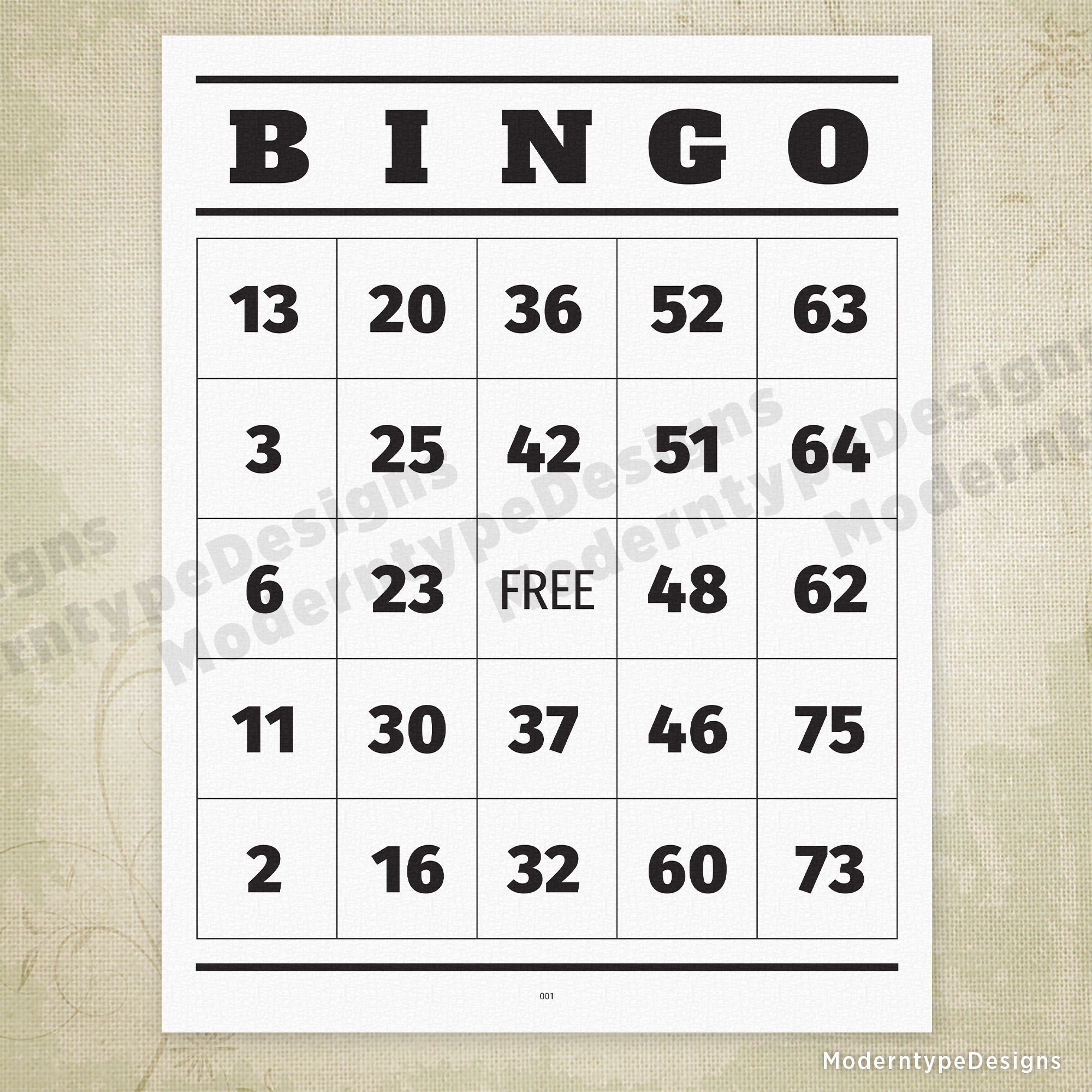 Numbered BINGO Cards Printable, 100 Pages, 1-75 Random, B.I.N.G.O. Game ...