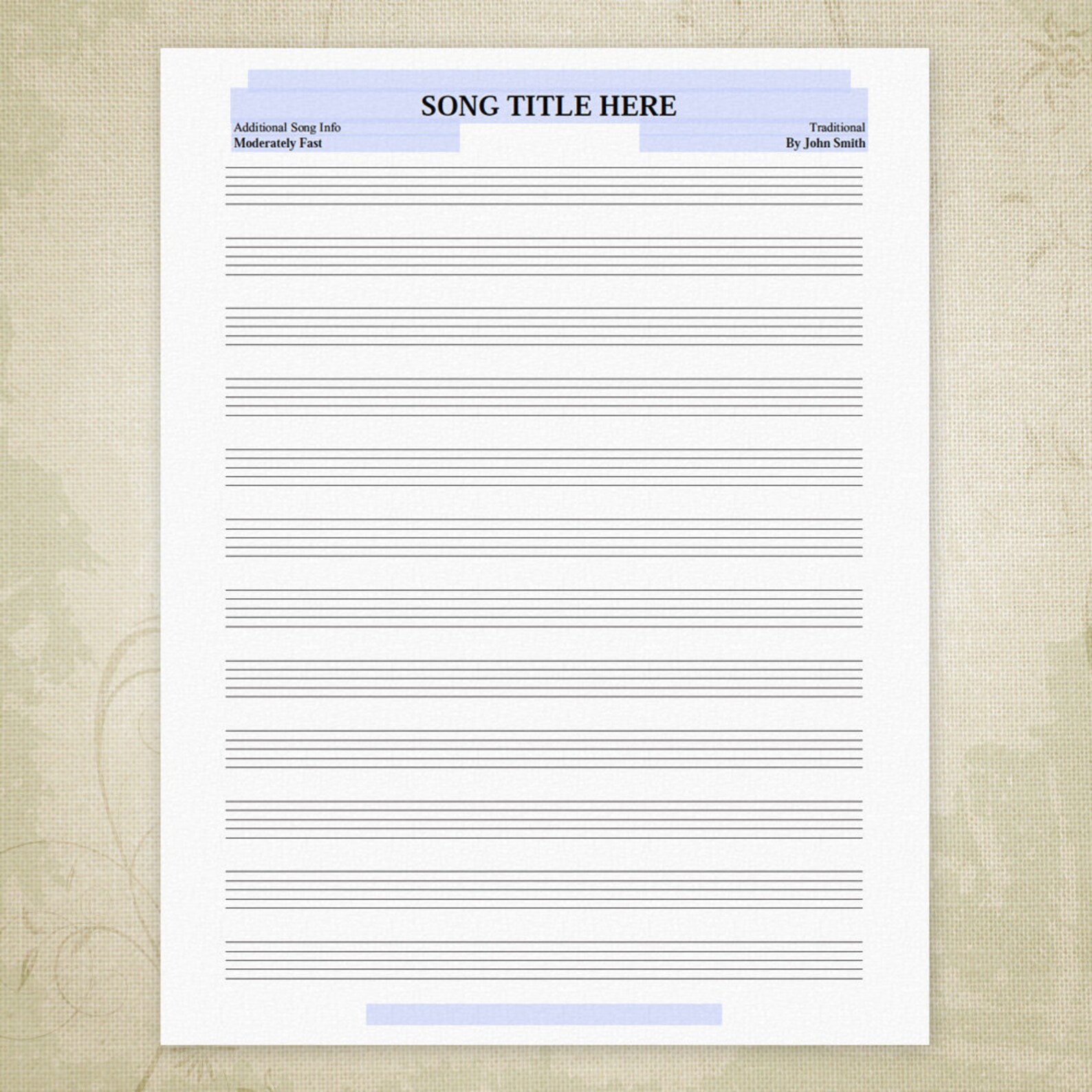 Music Staff Bar Charts Printable, Manuscript, Staves, Sheet Music ...