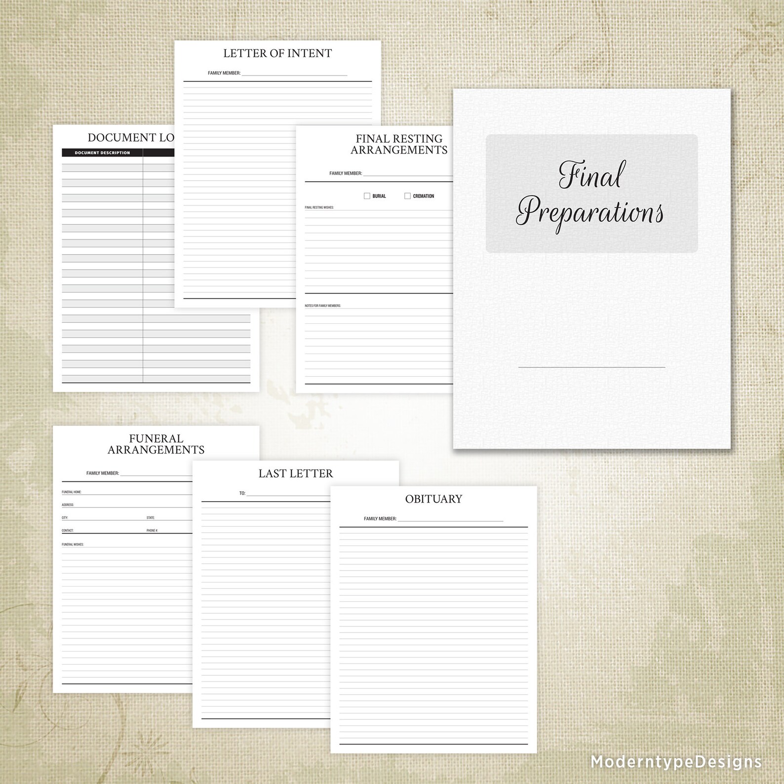 End of Life Planner Kit Printable, Advanced Care, Event of Death, Final ...