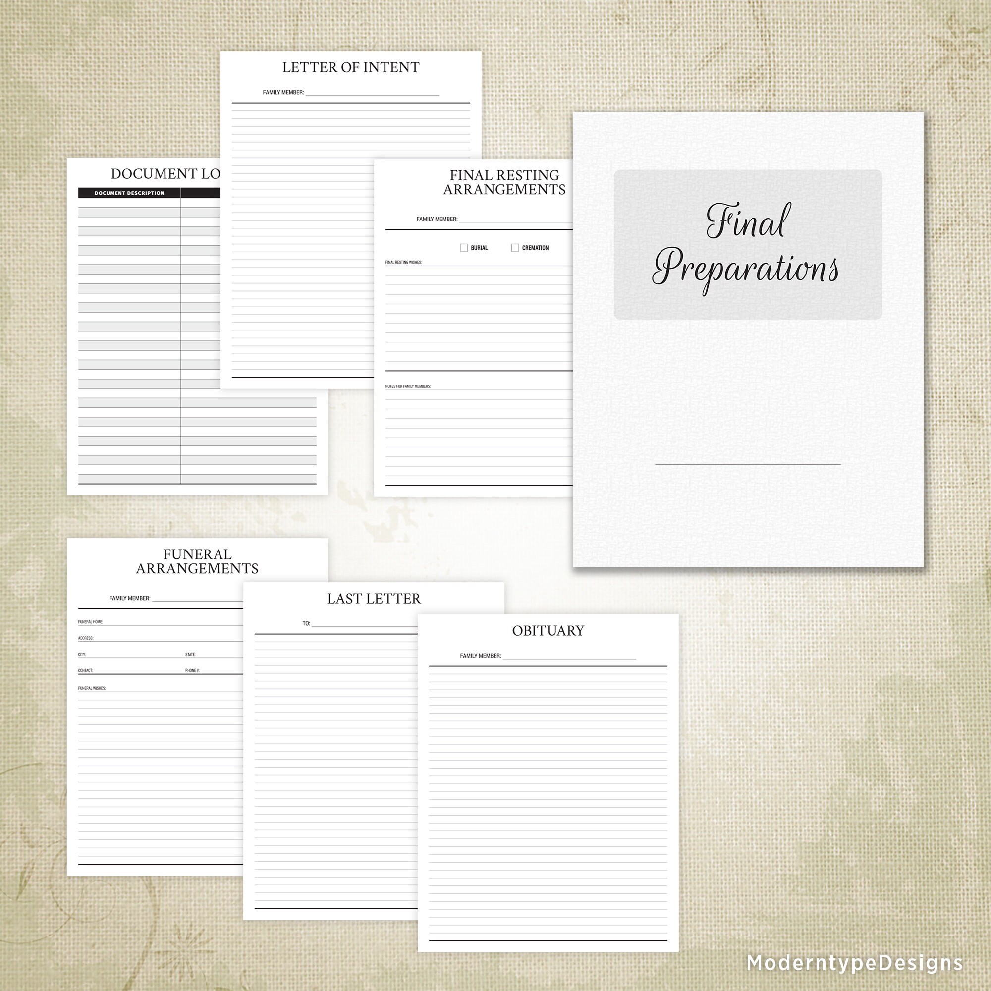 End of Life Planner Kit Printable, Advanced Care, Event of Death, Final ...