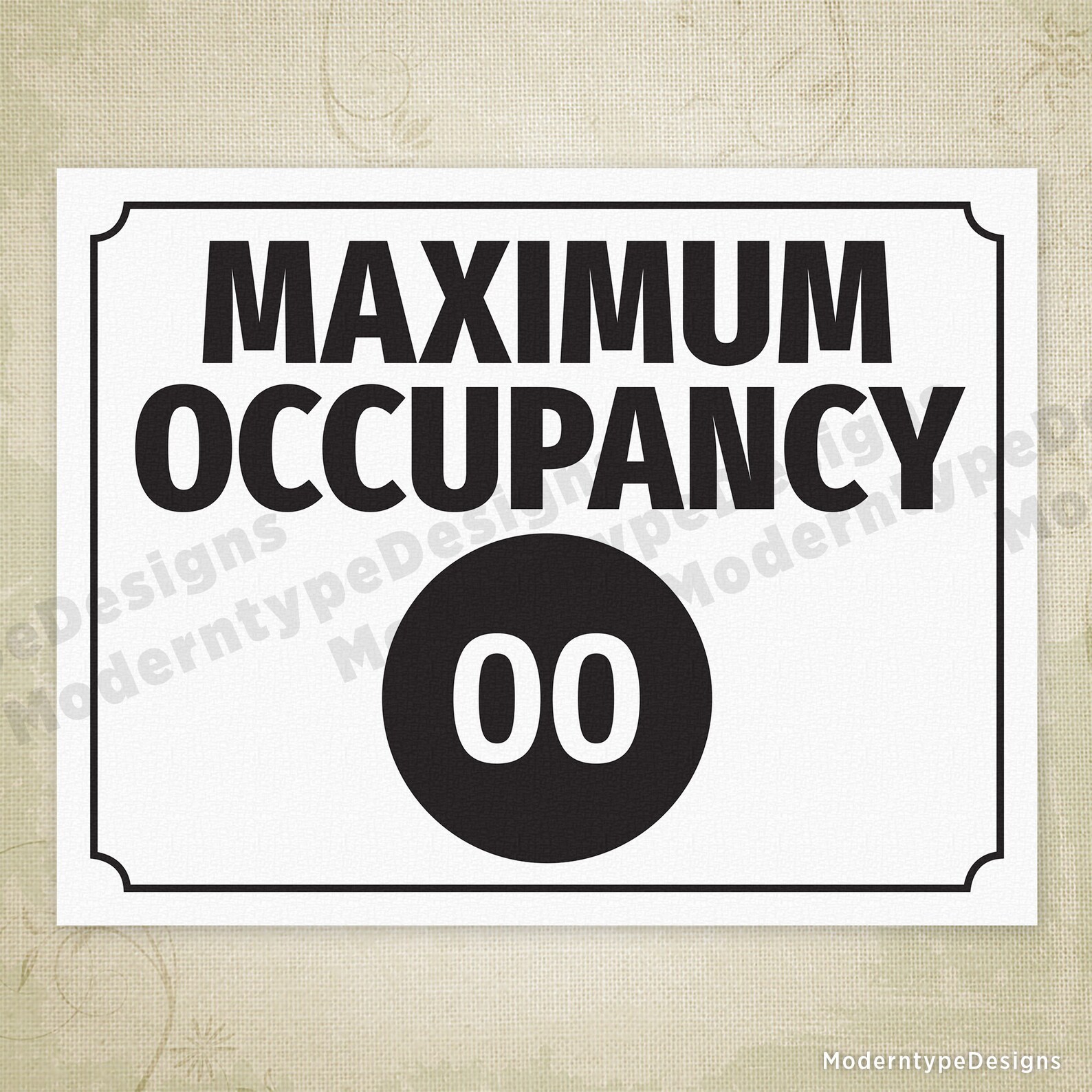Maximum Occupancy, Printable Editable Sign, People Capacity, Guest ...