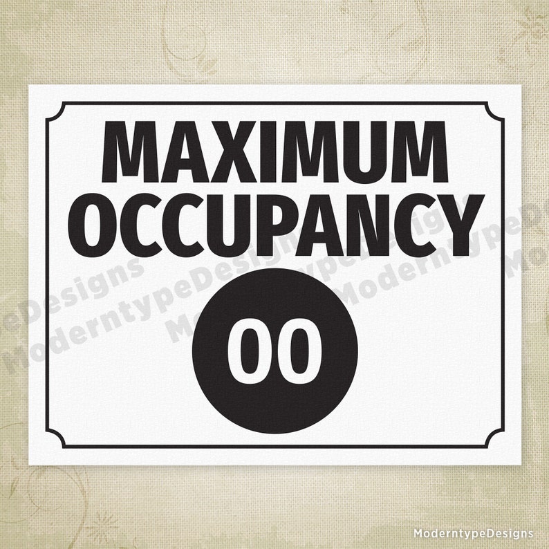 Maximum Occupancy, Printable Editable Sign, People Capacity, Guest ...