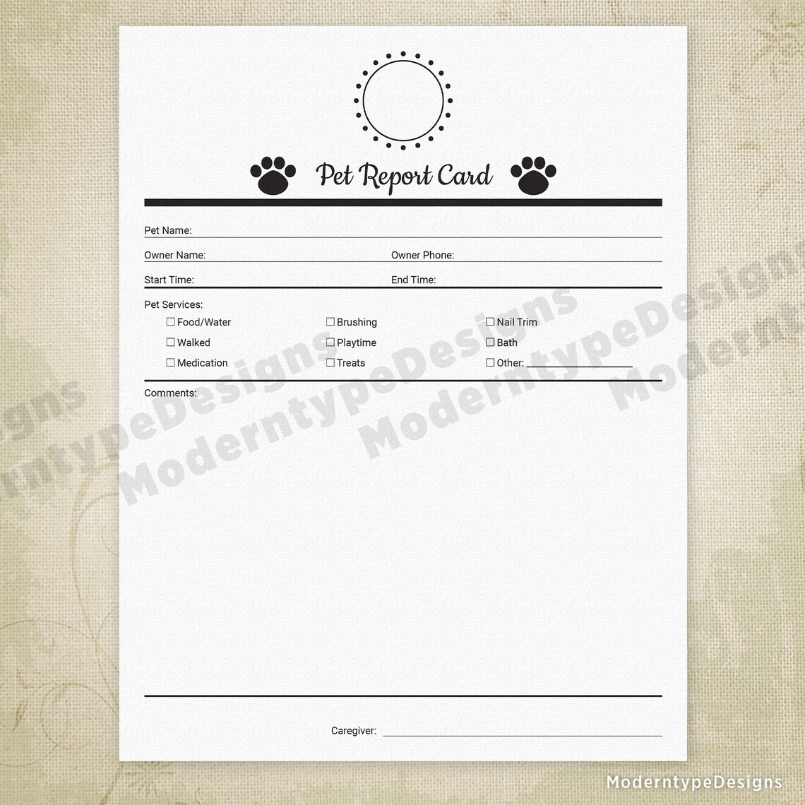 Pet Forms Printable Kit for Businesses, Pet Documents, Vaccination Log ...