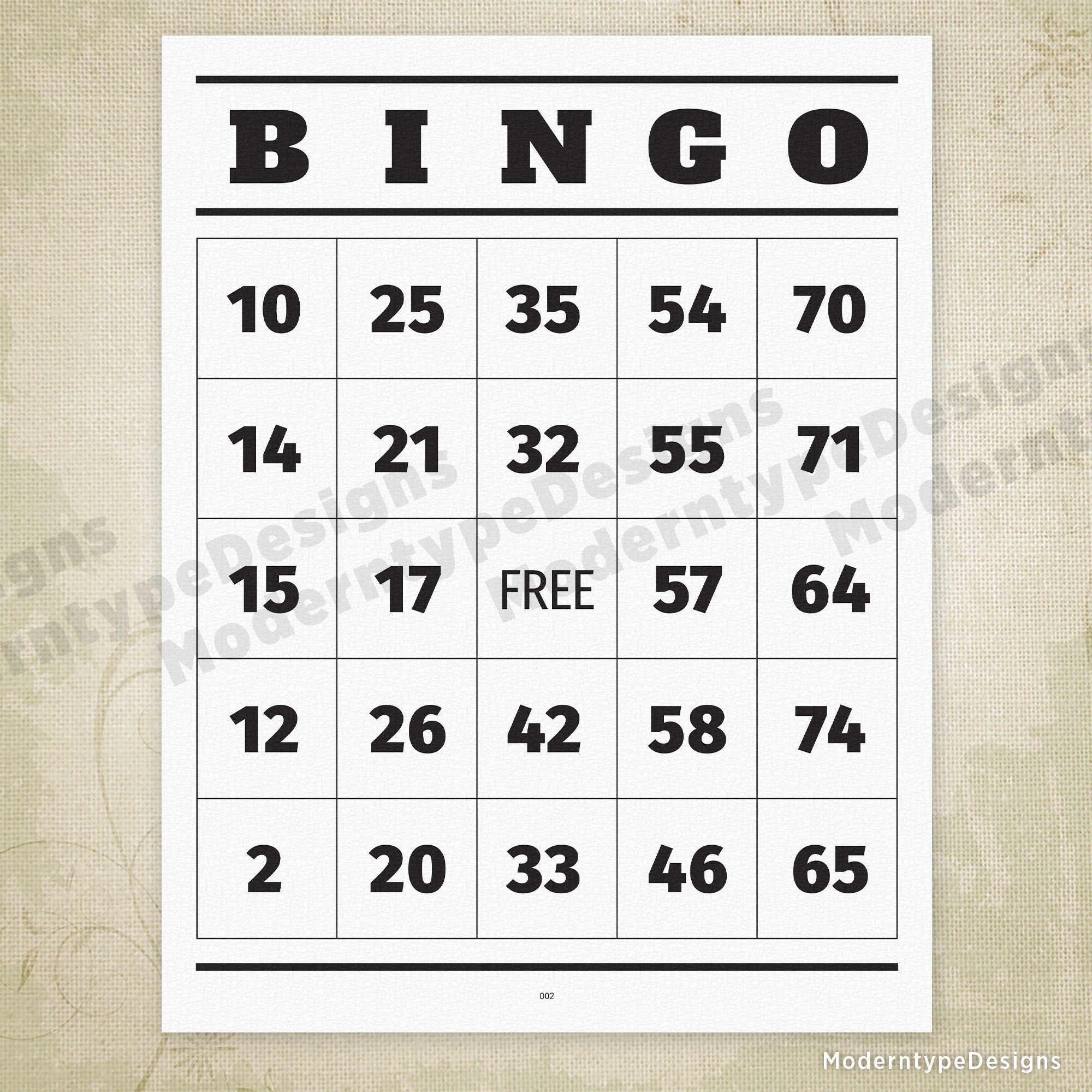 Numbered BINGO Cards Printable, 100 Pages, 1-75 Random, B.I.N.G.O. Game ...