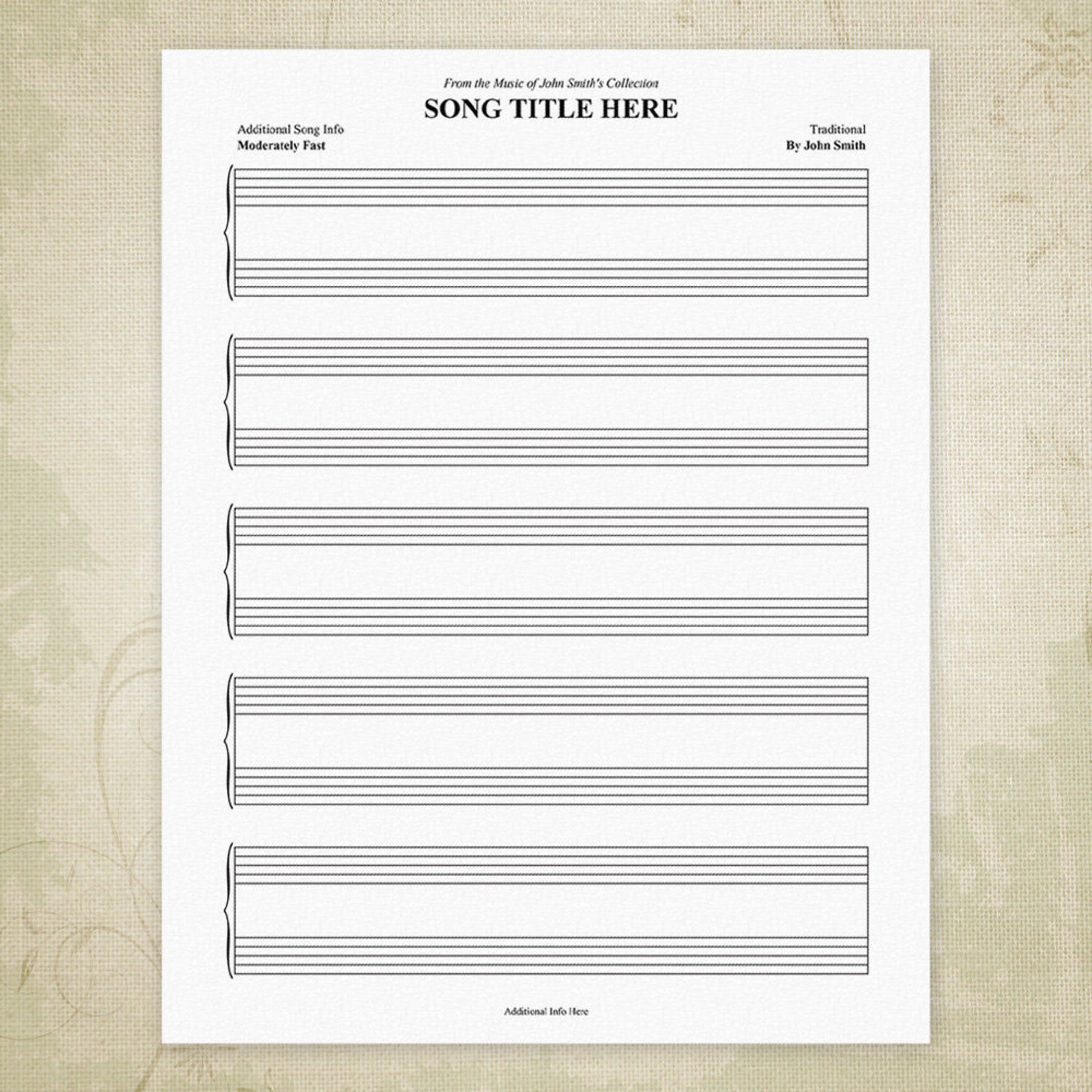 Music Staff Bar Charts Printable, Manuscript, Staves, Sheet Music ...