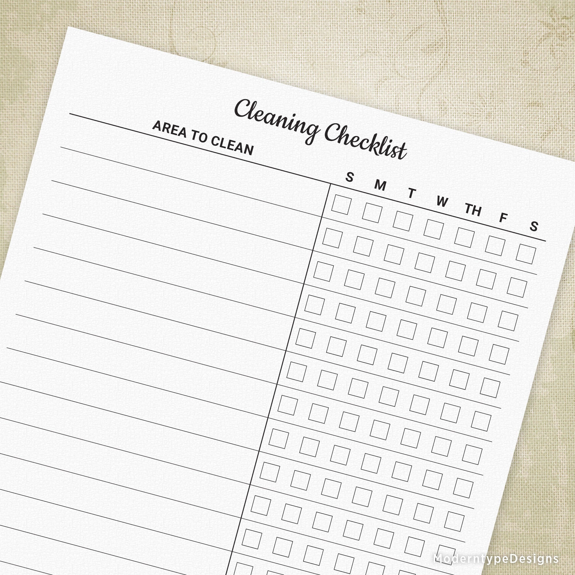 Custom Cleaning Checklist Printable Form with Editable Cleaning List ...