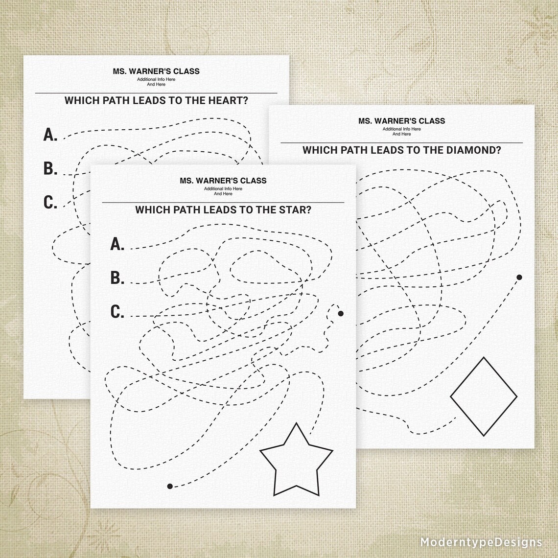 Find the Path to the Shape Printable Teacher Find It Puzzle - Etsy