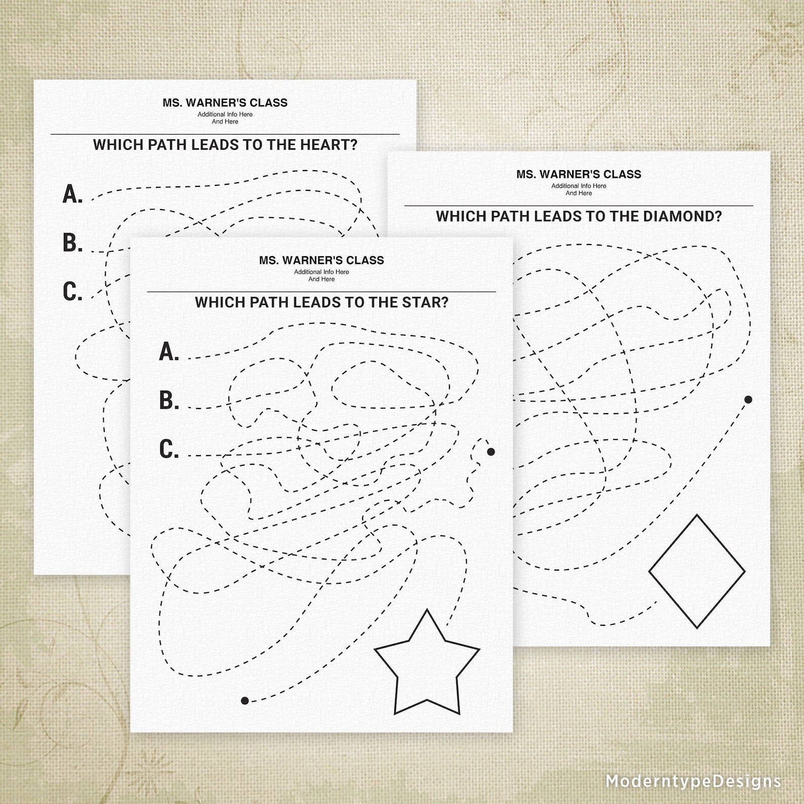 Find the Path to the Shape Printable, Teacher Find It Puzzle, Child ...