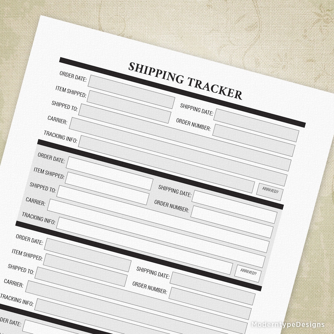 Shipping Tracker Log Printable Form, Package Tracker, Shipping Form ...