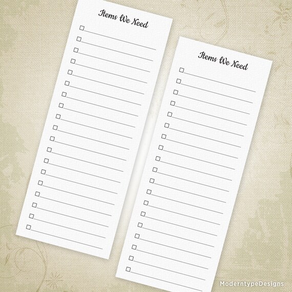 Items We Need 2UP Printable Grocery List Shopping Log Wish | Etsy