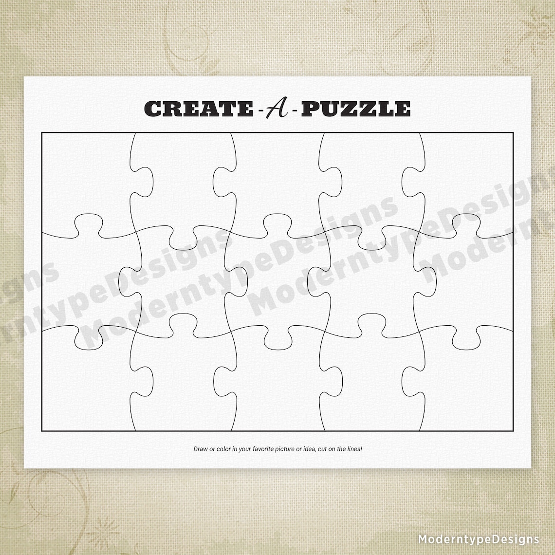 Create-a-puzzle Printable, DIY Jigsaw for Kids, Draw and Cut Puzzle ...