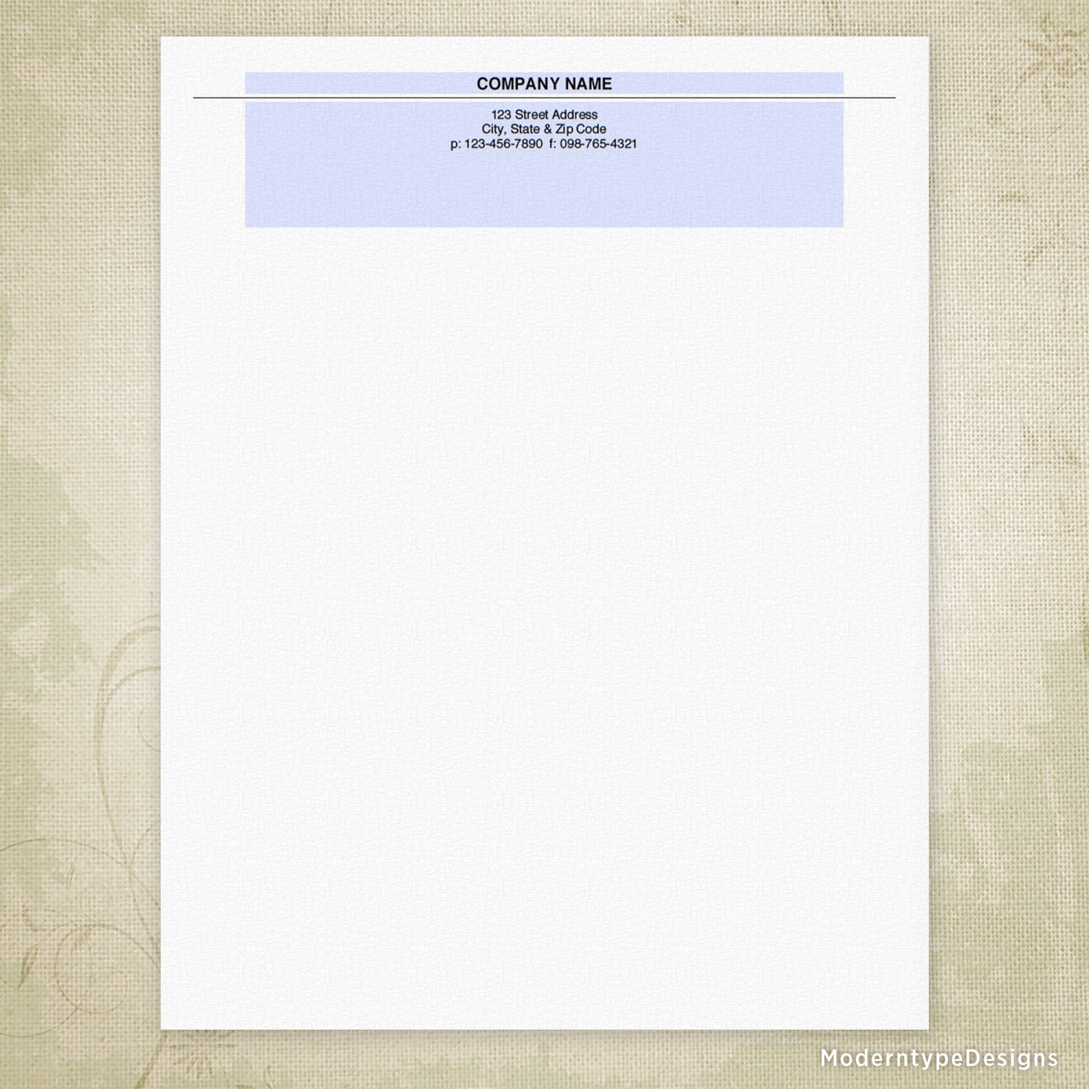 Letterhead Printable With a Simple Design, Editable Heading, Digital ...