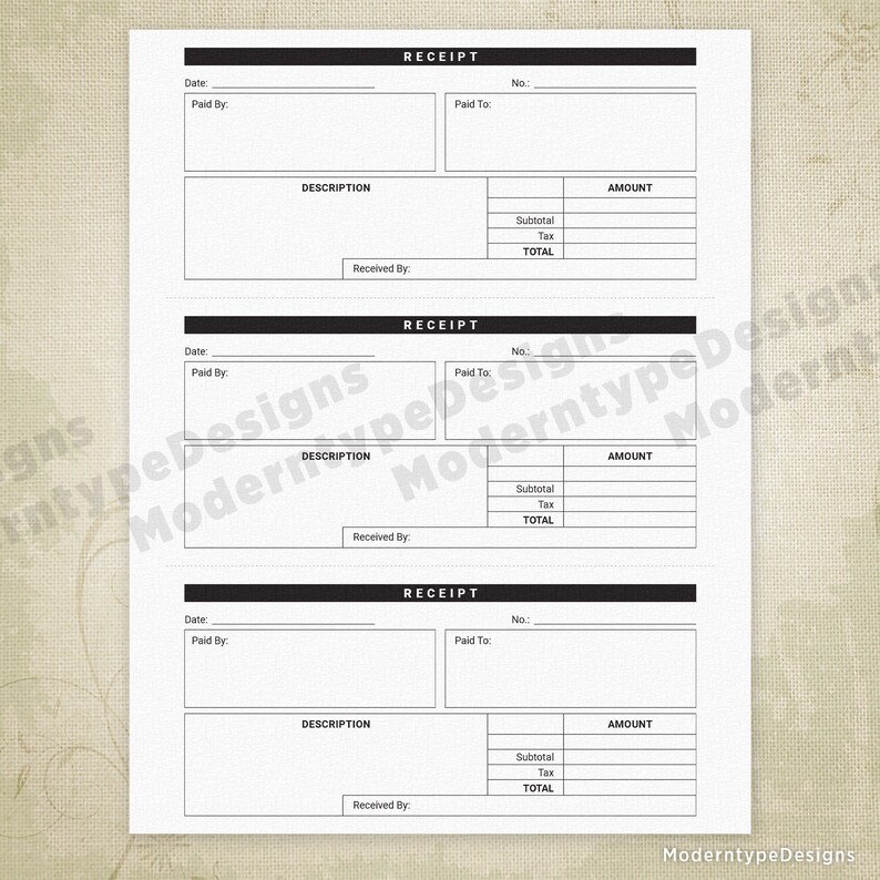 Three Receipts on One Sheet Printable, Cut Out Your Own Receipts, Proof ...