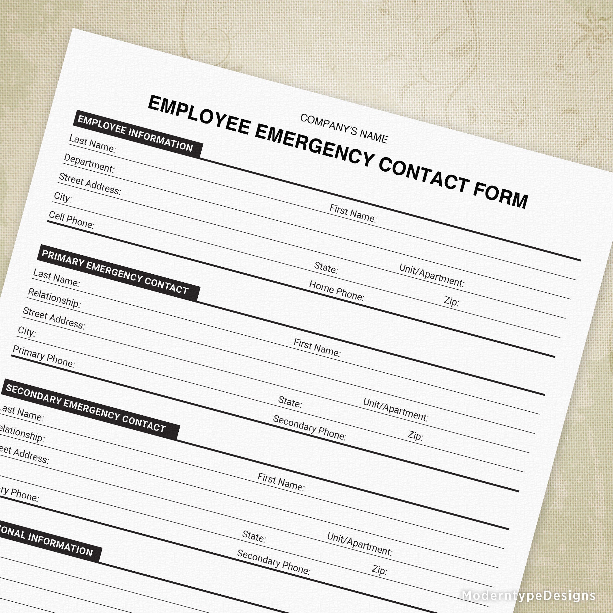 Employee Emergency Contact Information Sheet Employee Emergency Contact Information Sheet