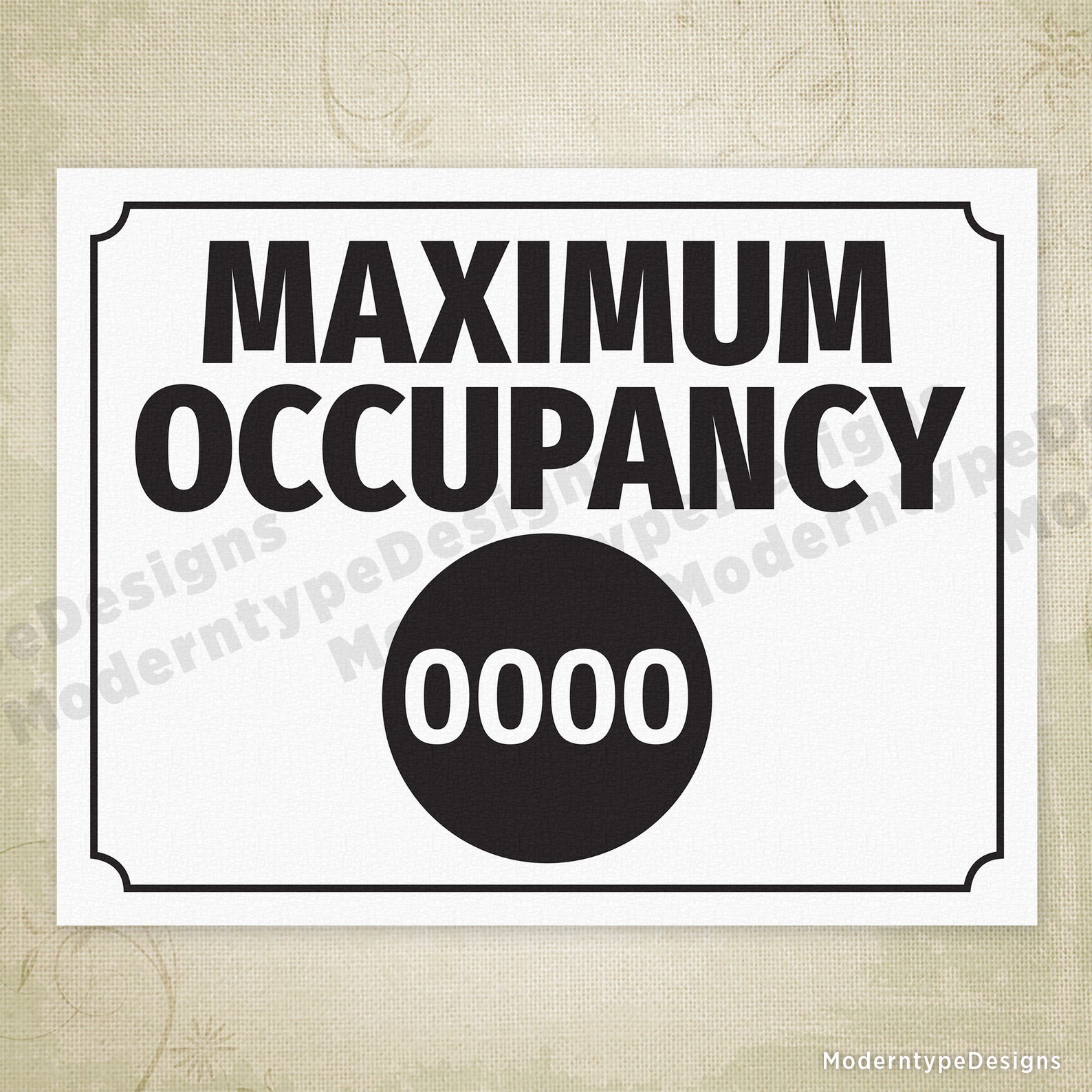 Maximum Occupancy, Printable Editable Sign, People Capacity, Guest ...