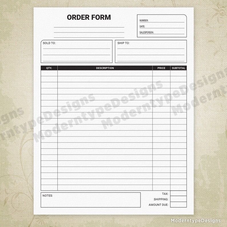 Order Form Printable, Planner List, Ordering Form Request Sheet ...