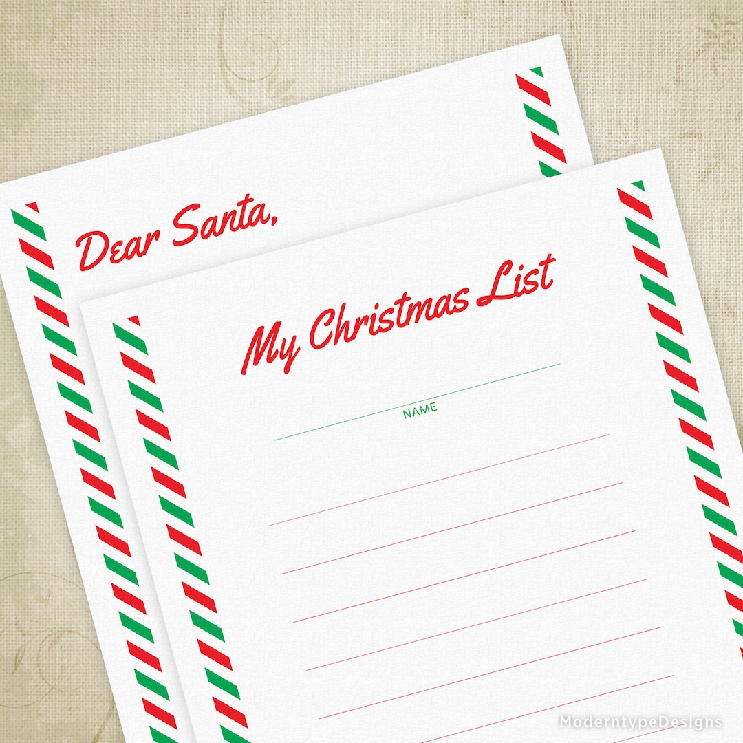 Dear Santa Letter & Christmas List Printable, Note to Saint Nick, North ...
