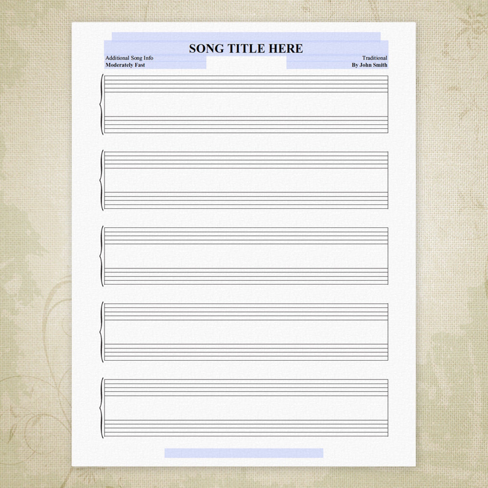 Music Staff Bar Charts Printable, Manuscript, Staves, Sheet Music ...
