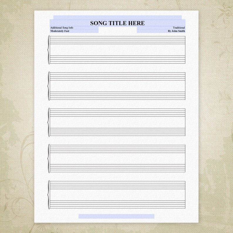 Music Staff Bar Charts Printable, Manuscript, Staves, Sheet Music ...