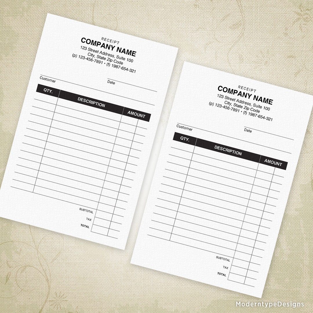 Printable Receipt Template: Editable Sales Slip (digital File) - Etsy