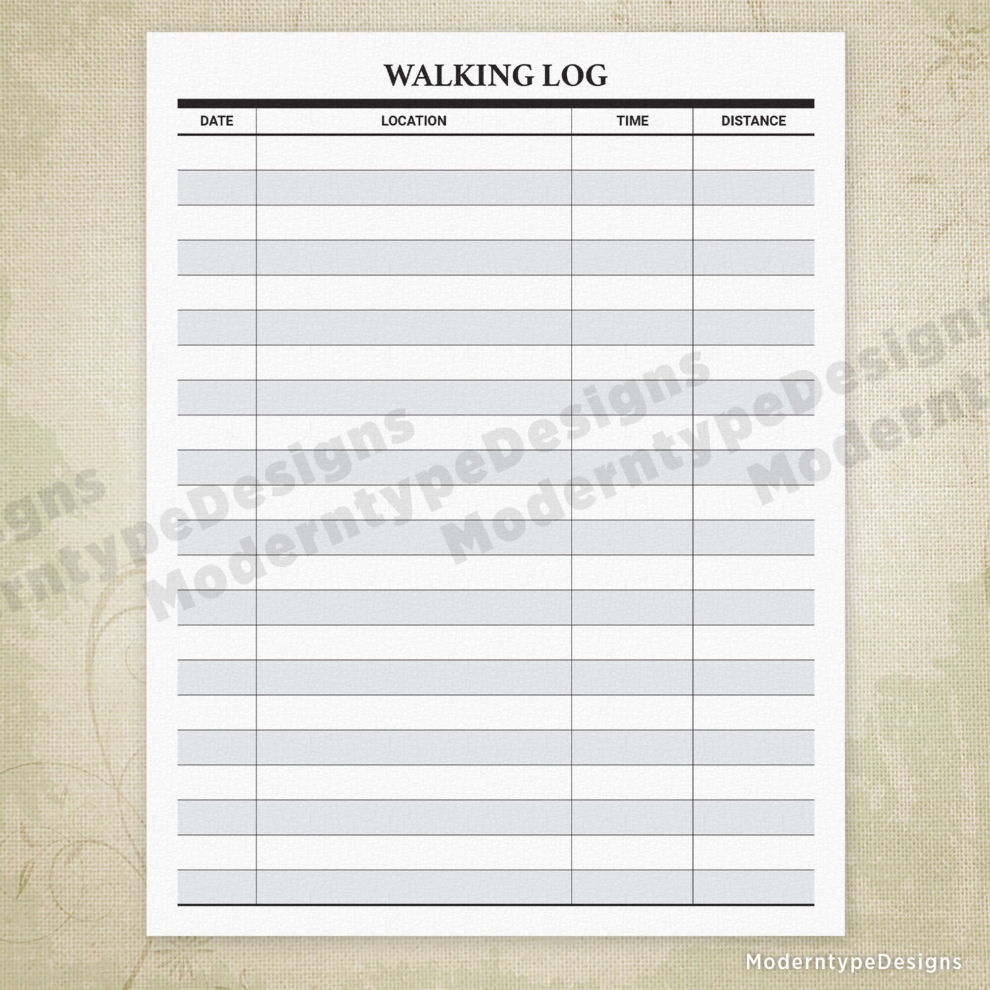 Walking Log Printable, Walking Tracker Form, Distance Tracking, Walker ...