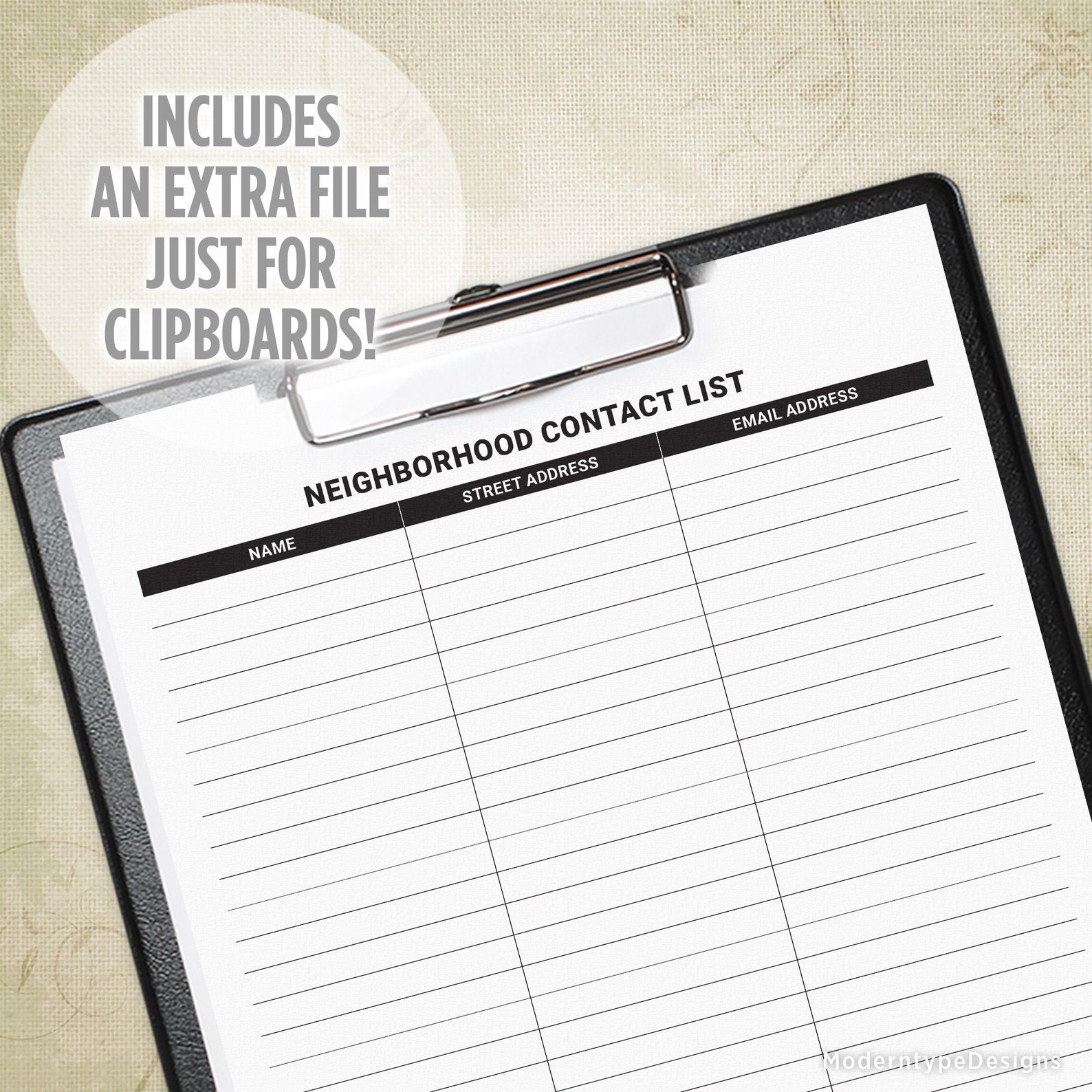 Neighborhood Contact List Sign up Sheet, Street Address Tracker ...