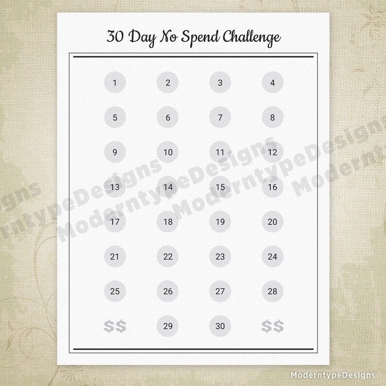 30 Day No Spend Challenge Printable Financial Planner Debt - Etsy