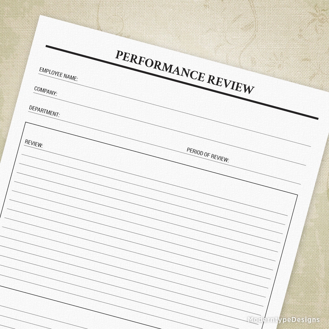 Employee Performance Review Printable Form, Worker, Boss Recognition ...