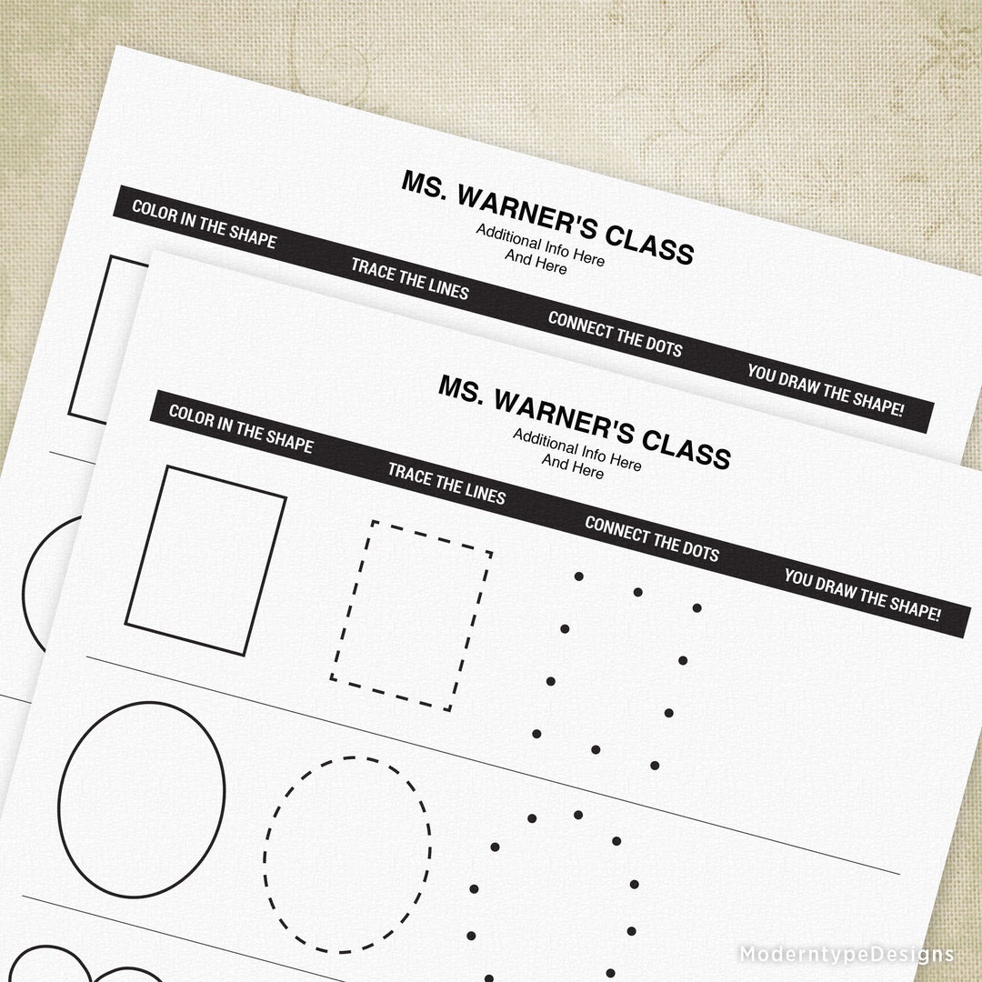 Shape Coloring & Drawing Printable, Tracing Worksheet for Teachers ...