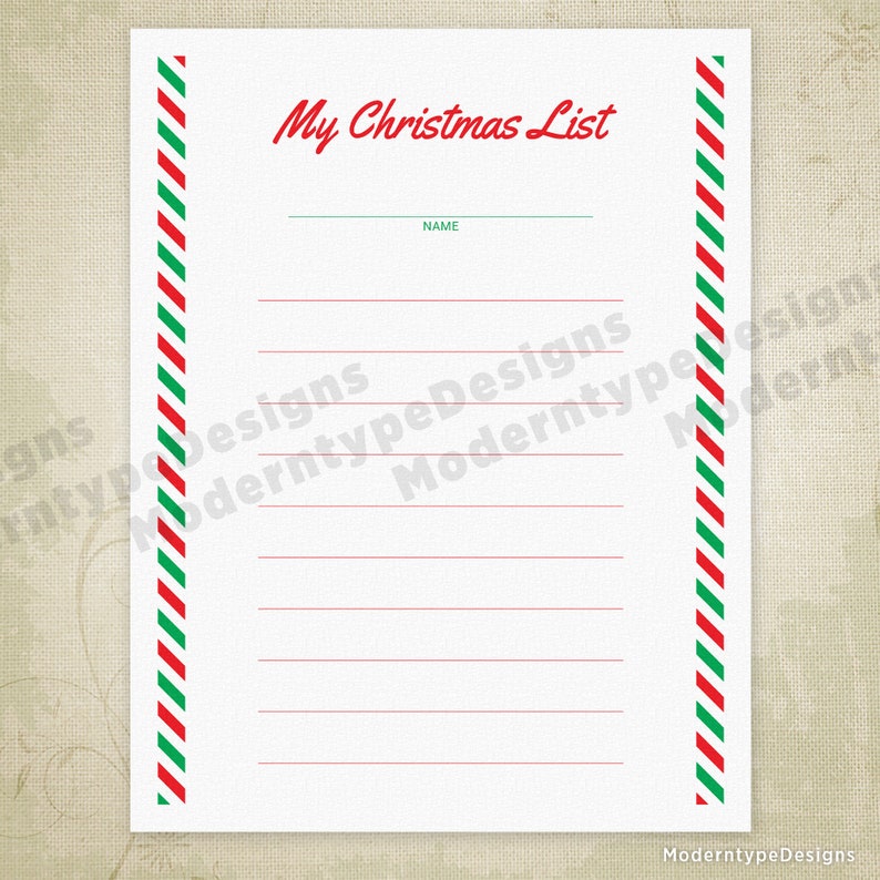 Dear Santa Letter & Christmas List Printable, Note to Saint Nick, North ...