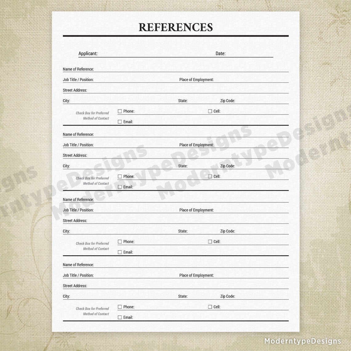 Job References Printable, Employment Names, Occupation Support, Digital ...