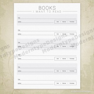 Books I've Read Printable, Books I Want to Read, Ereader List, Book ...
