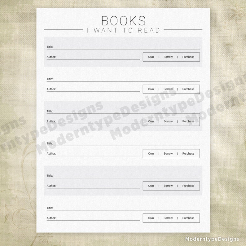 Books I've Read Printable, Books I Want to Read, Ereader List, Book ...