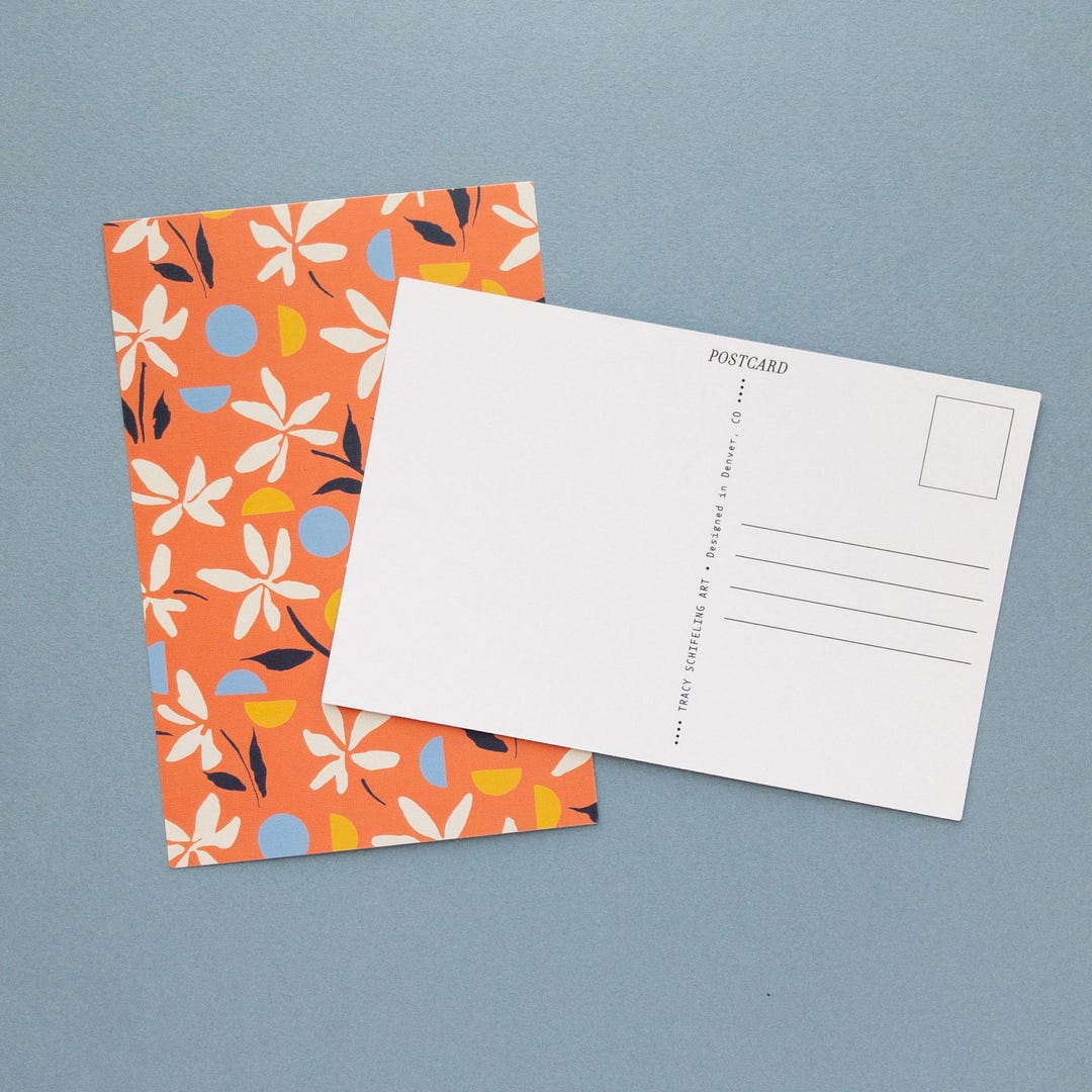 Set of 8 Assorted Postcards - Floral & Geometric Designs - Etsy