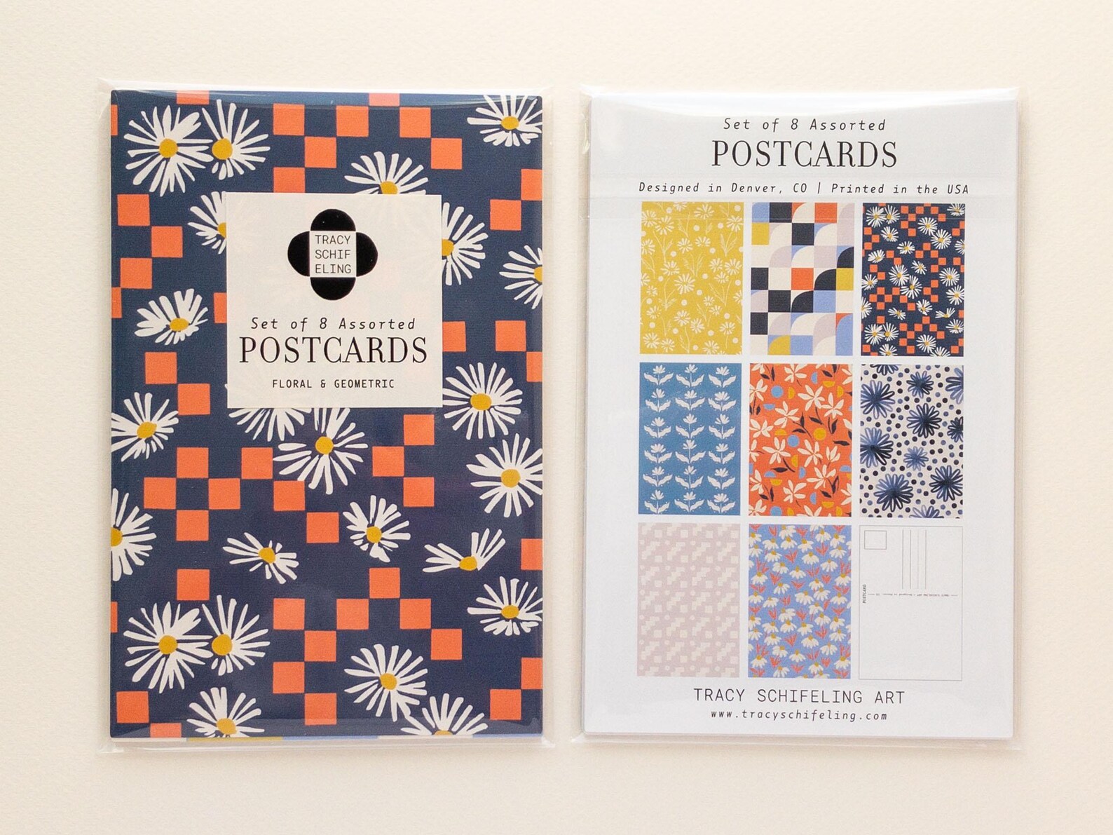Set of 8 Assorted Postcards - Floral & Geometric Designs - Etsy